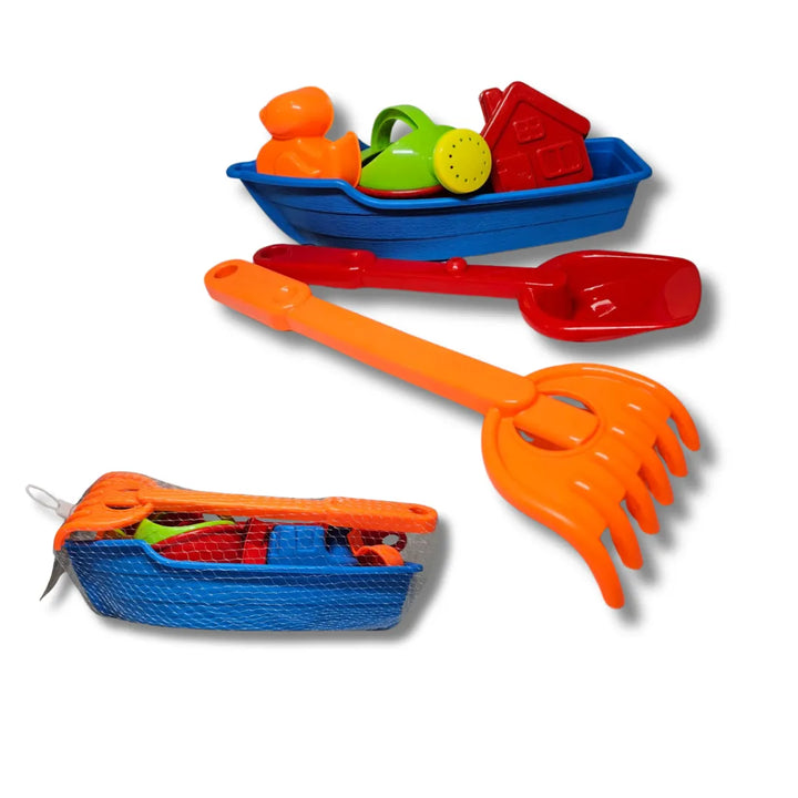 Balde Playero Estilo Barco con Pala y Rastrillo – Juguetes Buffalo