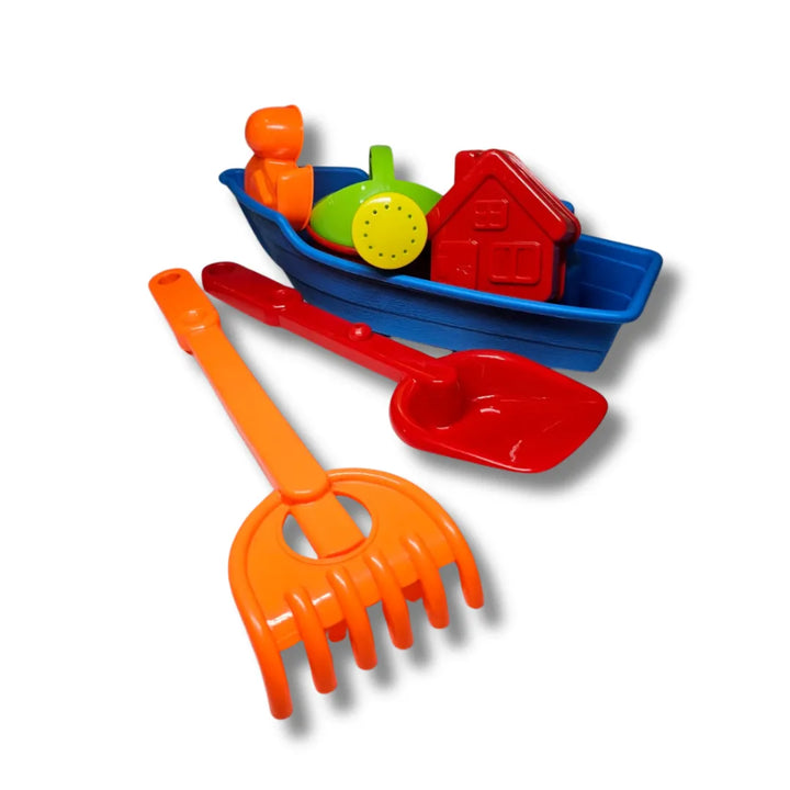 Balde Playero Estilo Barco con Pala y Rastrillo – Juguetes Buffalo
